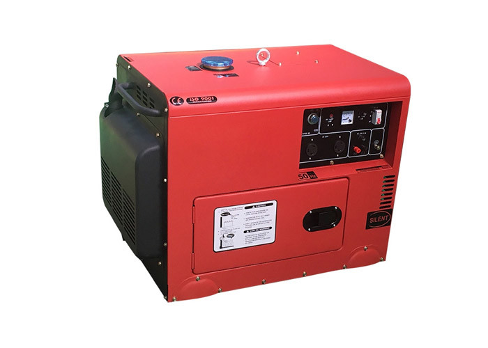 AC 7.5kva Motor Small Portable Generators , Red Color Diesel Powered ...