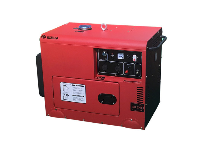 AC 7.5kva Motor Small Portable Generators , Red Color Diesel Powered ...